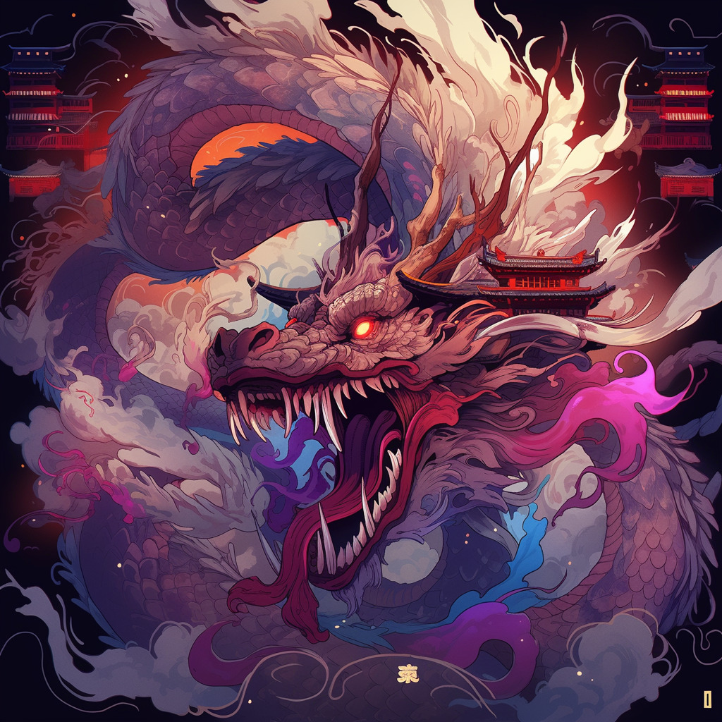 龙年台历 ， 插画， 赛博朋克， 文艺复兴风格， 卡通漫画， 3d 渲染， 手绘插画-豆友FZO8的产品设计-自由创作作品