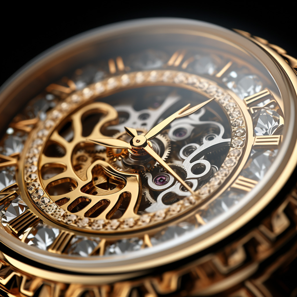 金色圆表盘 钻石装饰 科技 3d渲染-豆友KdMk的文本出图-自由创作作品