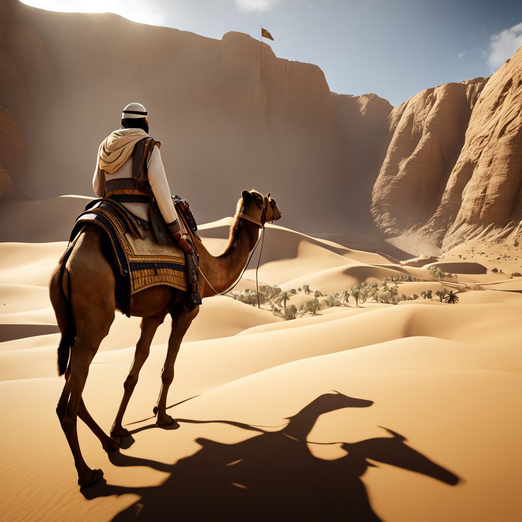 unreal engine 渲染，帝王谷 ，骆驼队伍-豆友83_k的文本出图-自定义创作作品