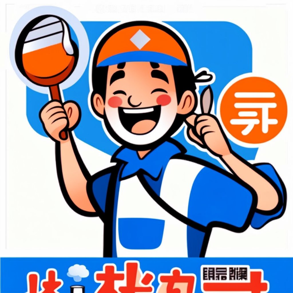 简约 线条感 小厨师形象 和蔼老头很开心， 中国人， 老年， 露齿笑-豆友-mwY的文本出图-自定义创作作品