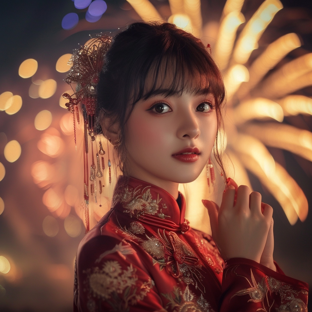 young , beautiful Chinese woman, happy expression-豆友anNE的文本出图 ...