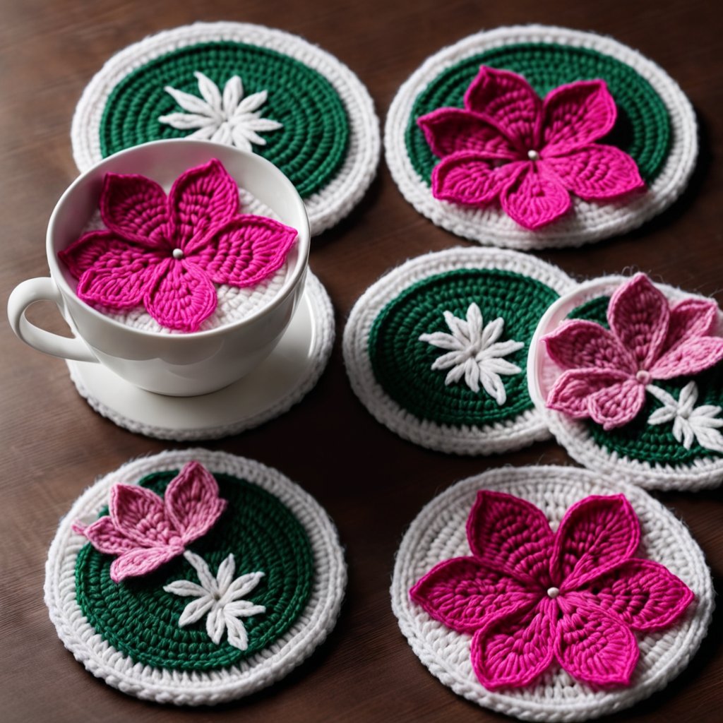 钩针仙客来图案的杯垫-豆友4609的文本出图-自定义创作作品