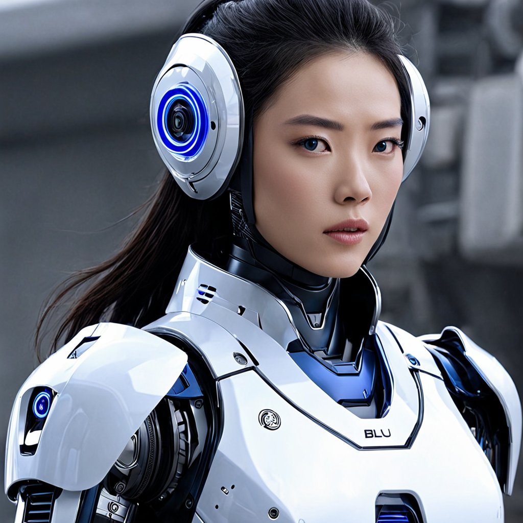 未来女战士，机器人，机械感，蓝光，亚洲女性，科幻，未来，高清晰-豆友vkYc的文本出图-自定义创作作品