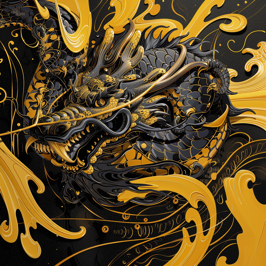 Chinese dragon, in the style of futuristic glam, b-豆友5905的文本出图 ...
