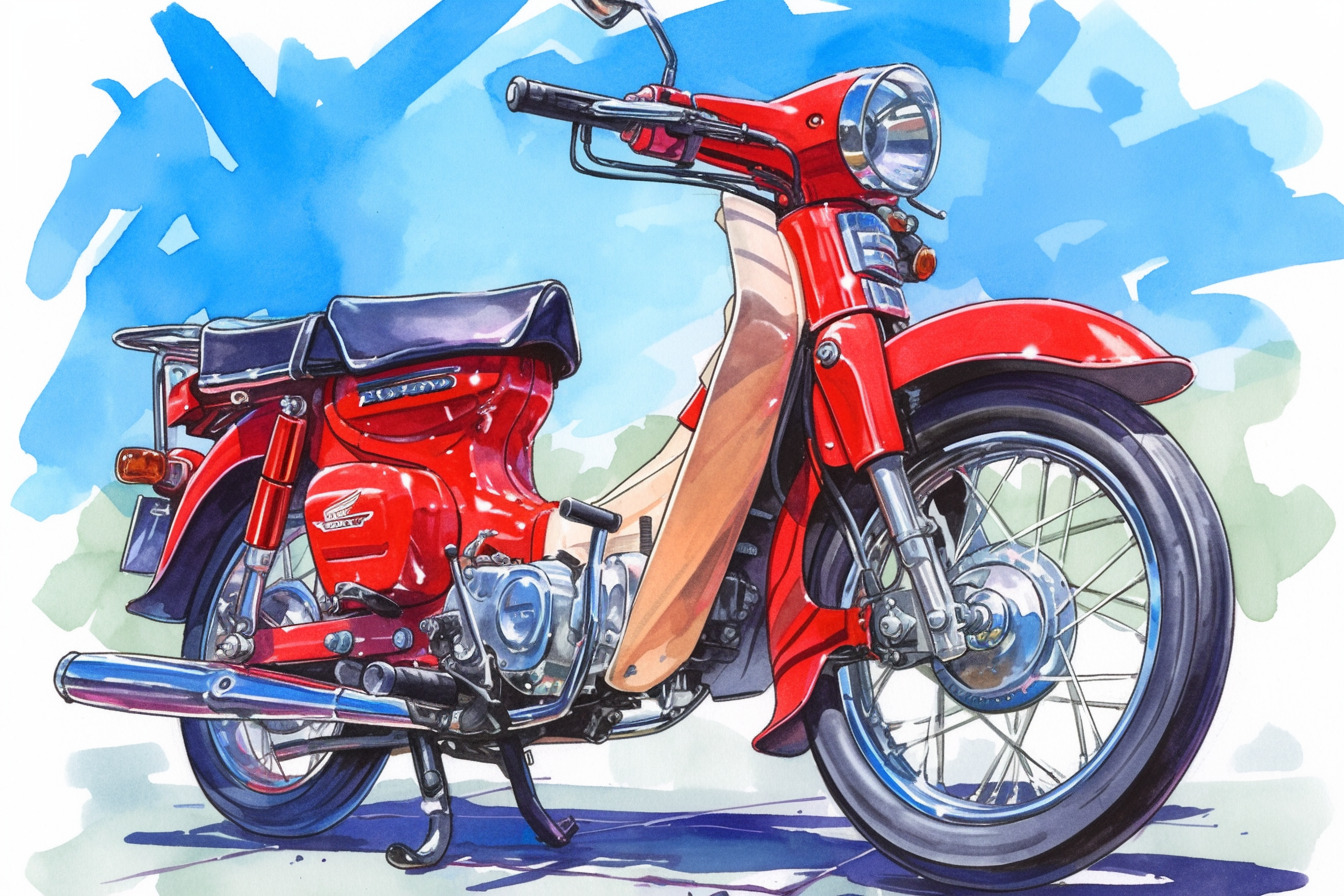 Honda's classic Hunter Cub CT125, black and light-Erni的文本出图-Midjourney模型作品