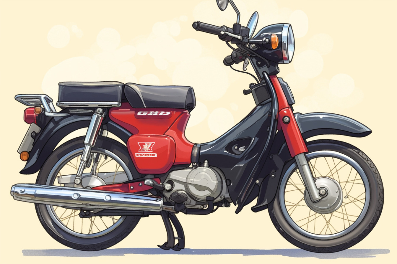 Honda's classic Hunter Cub CT125, black and light-Erni的文本出图-Midjourney模型作品