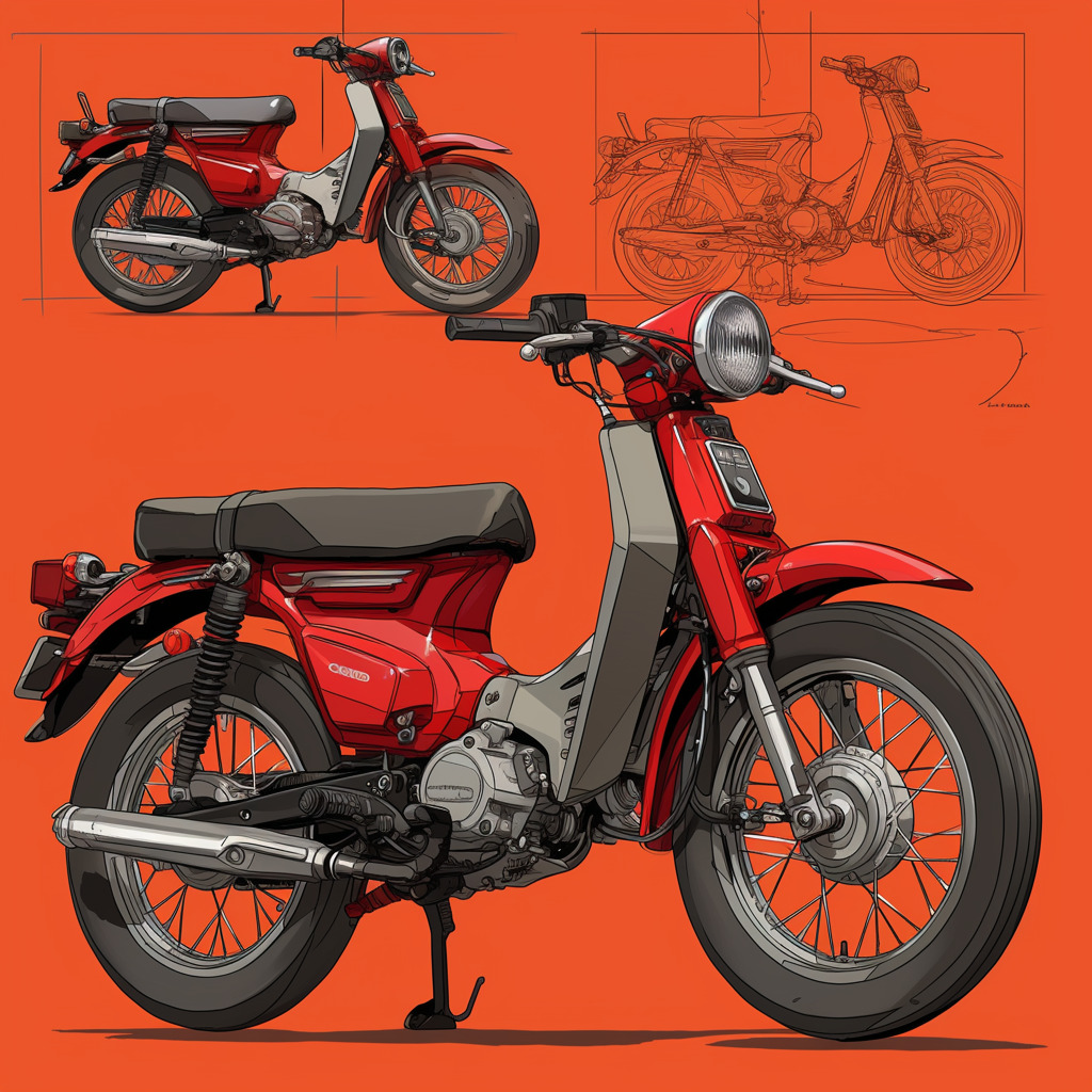 Honda's classic Hunter Cub CT125, black and light-Erni的文本出图-Midjourney模型作品