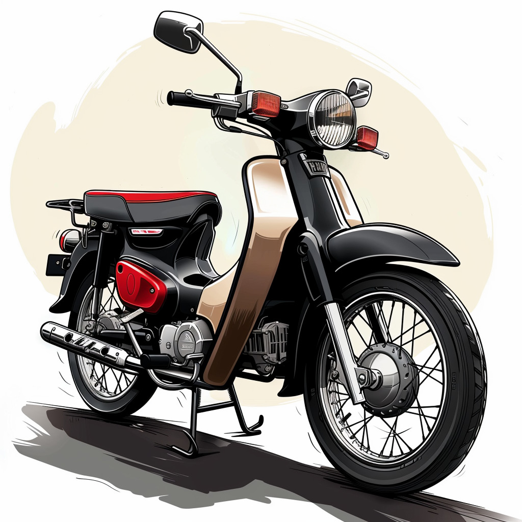 Honda's classic Hunter Cub CT125, black and light-Erni的文本出图-Midjourney模型作品