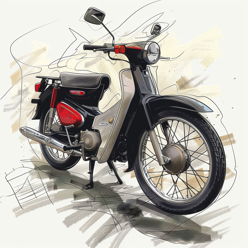Honda's classic Hunter Cub CT125, black and light-Erni的文本出图-Midjourney模型作品