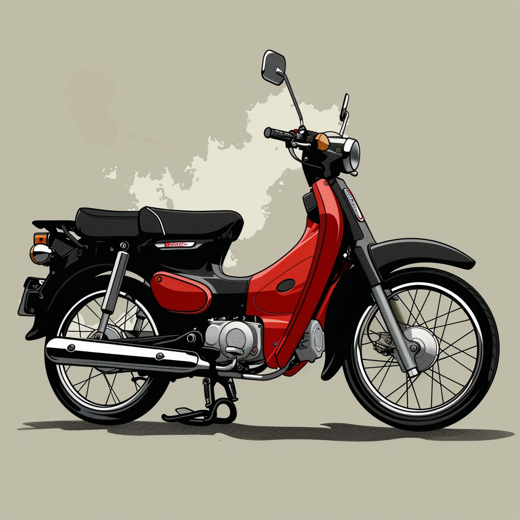 Honda's classic Hunter Cub CT125, black and light-Erni的文本出图-Midjourney模型作品