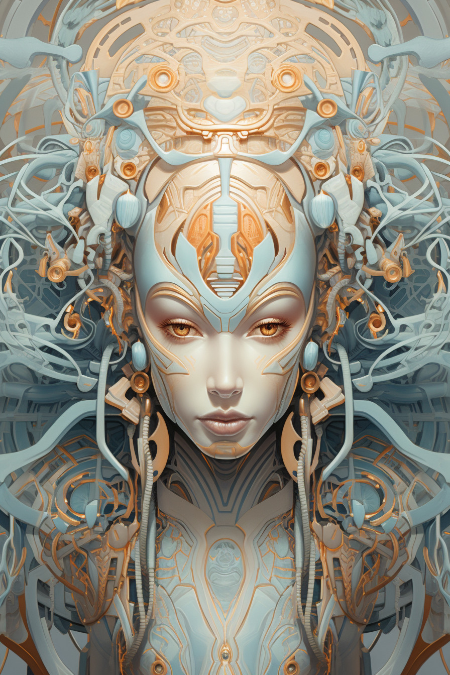 alien cyborg art and illustration by theo el, in t-又笨又聪明的一颗豆的文本出图 ...