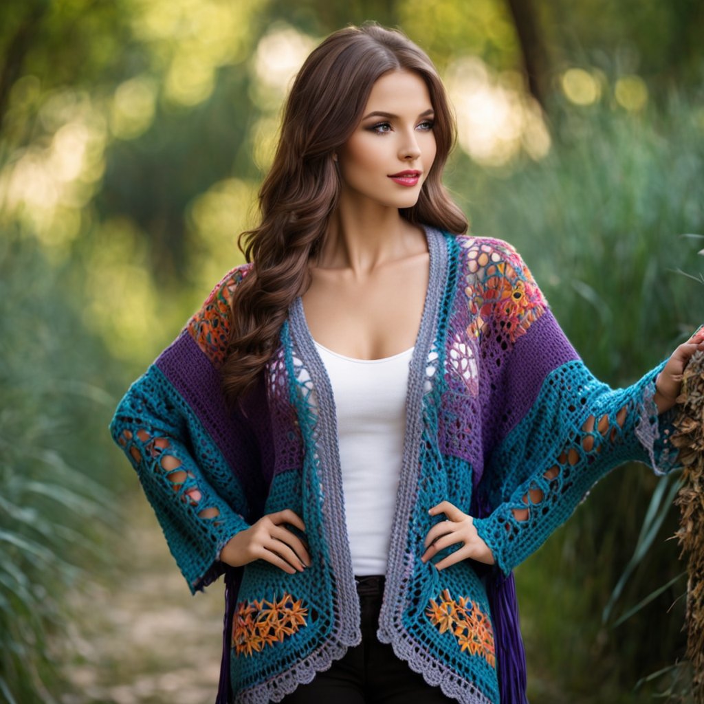 钩针民族风开衫-豆友4609的文本出图-自定义创作作品