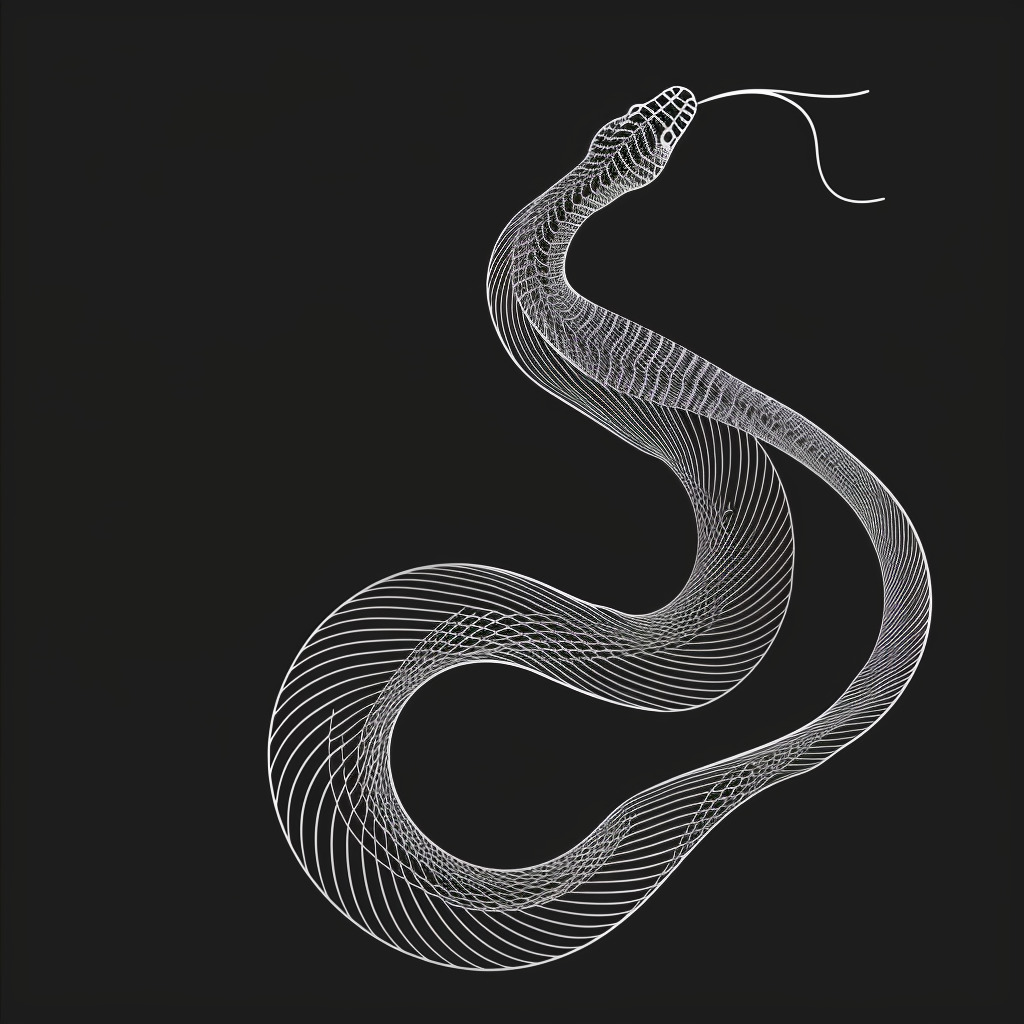 A minimalist outline of a single line snake in mot-阿庸的文本出图-Midjourney模型作品
