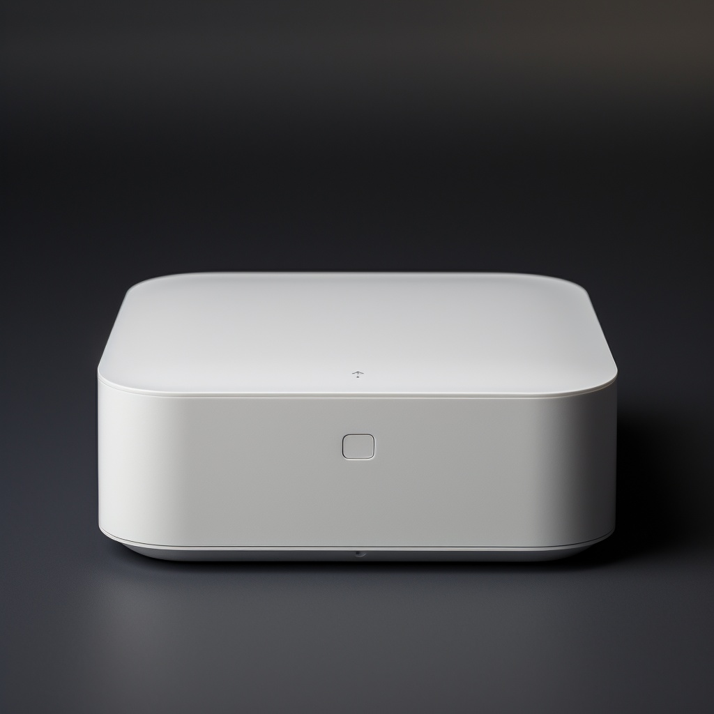 A square portable gateway router, front view, whit-木木的文本出图-Midjourney模型作品