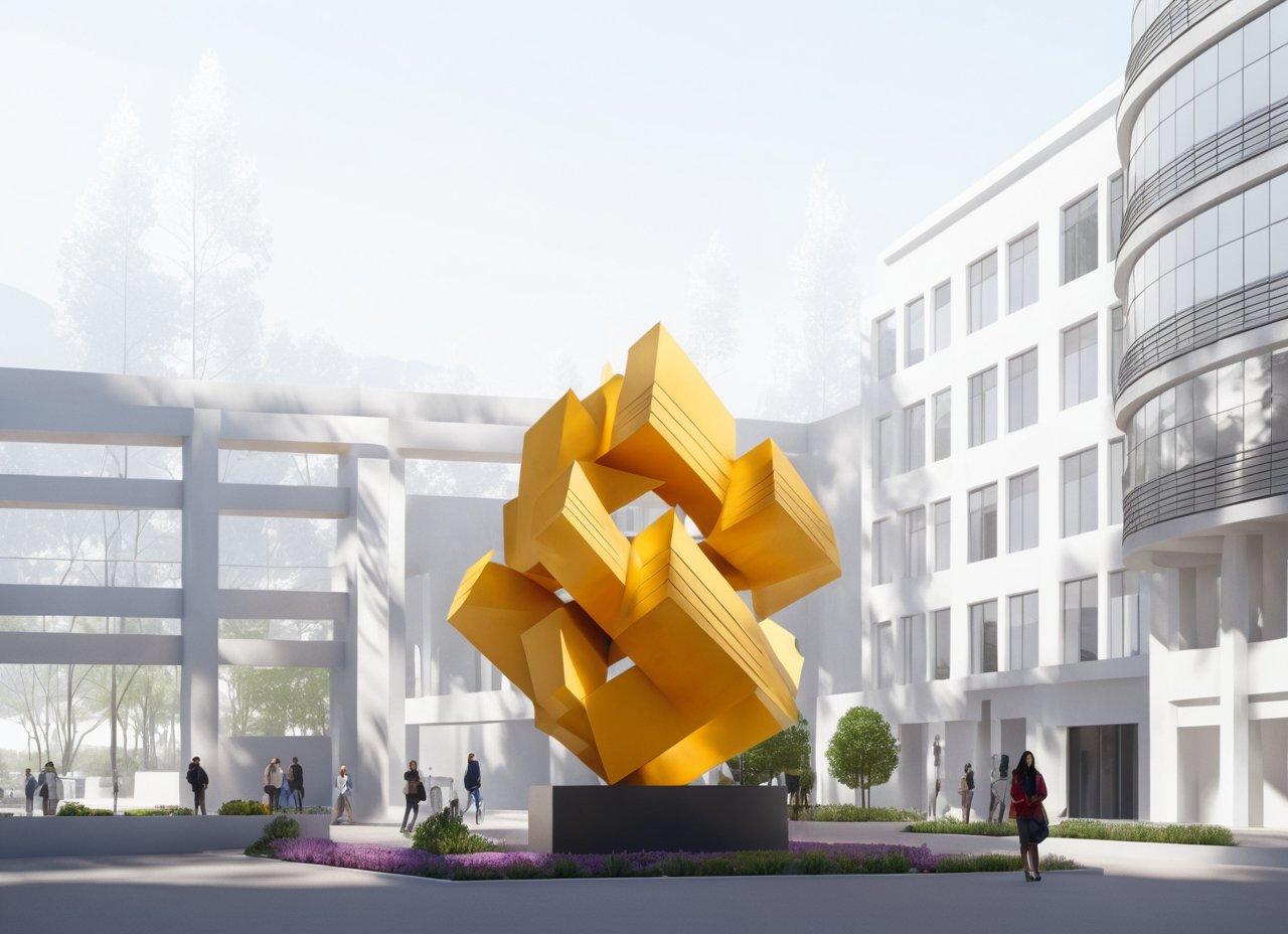 雕塑，公共艺术，景观小品，几何造型，穿插造型，-豆友VQs8的以图出图-通用模式作品