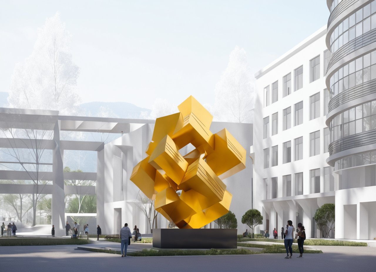 雕塑，公共艺术，景观小品，几何造型，穿插造型，-豆友VQs8的以图出图-通用模式作品