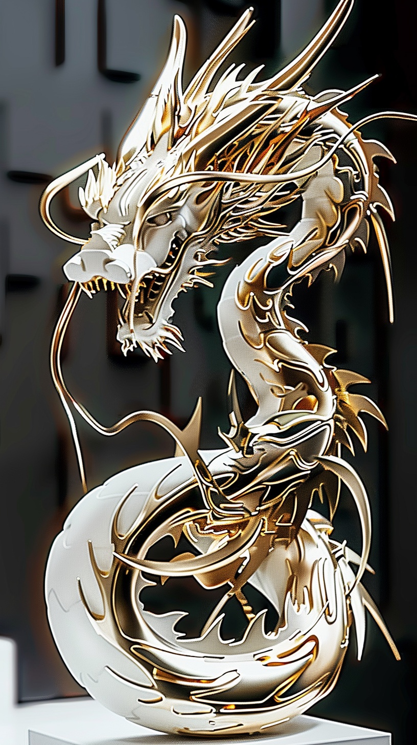 chinese dragon concept art, gold, very detailed!!,-豆友TgEc的文本出图 ...