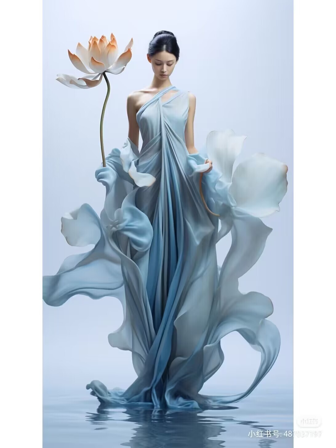 A dancer in a blue fantastical Hanfu on the water -豆友HMlc的文本出图 ...