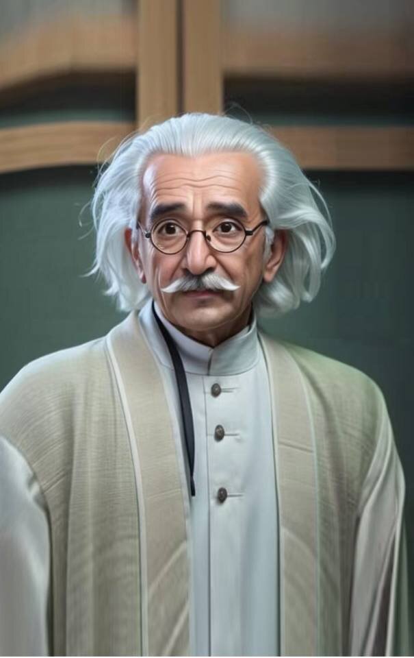 爱因斯坦超写实高清逼真半身肖像，五官轮廓线条清晰-豆友VAik的文本出图-自定义创作作品